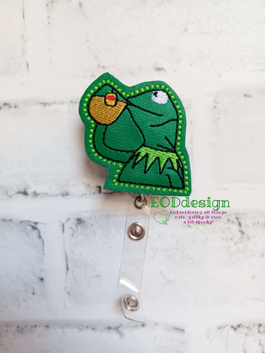 Frog Sips The Tea, Nonchalant Gossip Meme Badge Reel | EODdesignhttps ...