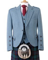 Clunie Tweed Jacket & Vest Lovat Blue - House of Edgar | the-box-pleat-kilt