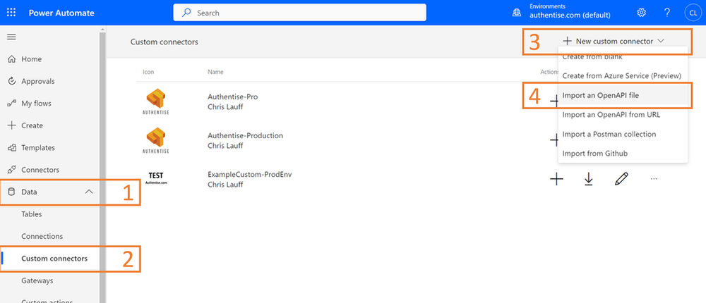 Installing the Authentise Custom Connector for Microsoft Power Automate | Authentise