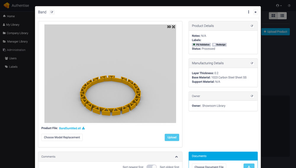 Authentise Product Library | Authentise