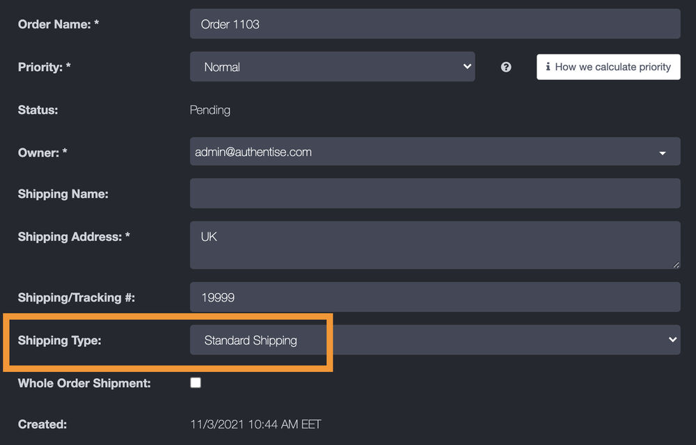 Shipping - Shipping Runs and Shipments | Authentise