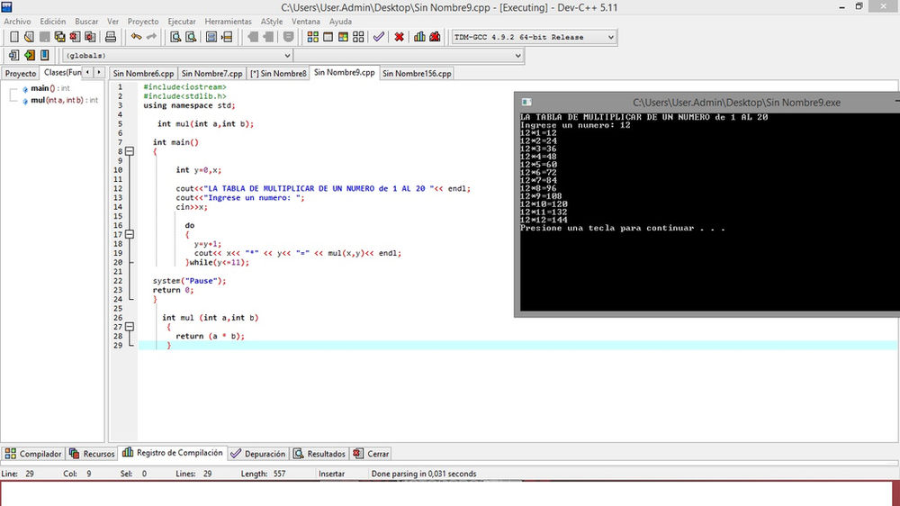 tabla de multiplicar con while y do