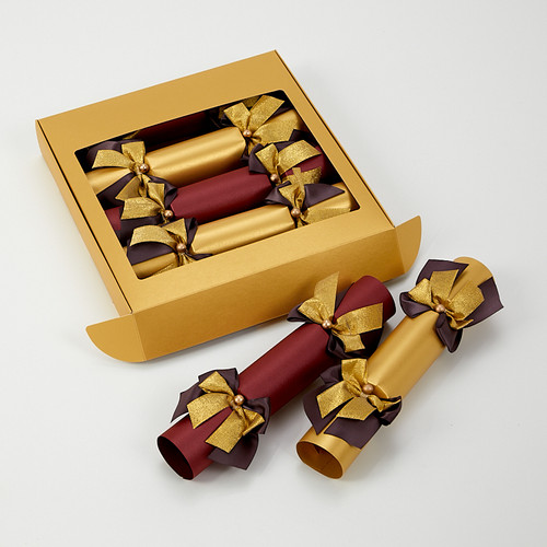 Pearl Gold & Burgundy Box of 6 Crackers | simplycracker-jd