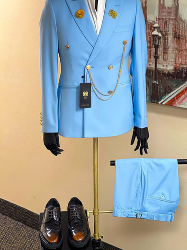 TBOSS Sky Blue Double Breasted Luxury Suit | TBOSSRealFreshLuxury