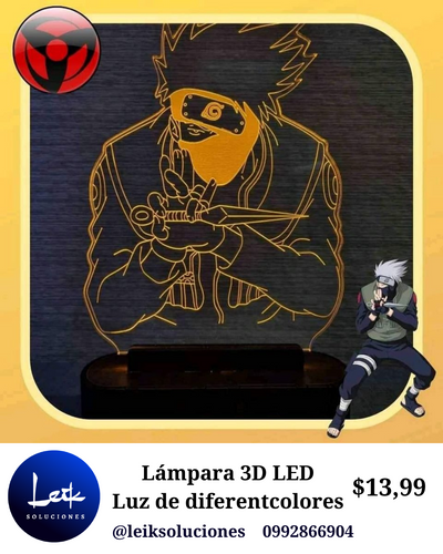 Lámpara 3D Led Kakashi #1 | Leiksoluciones