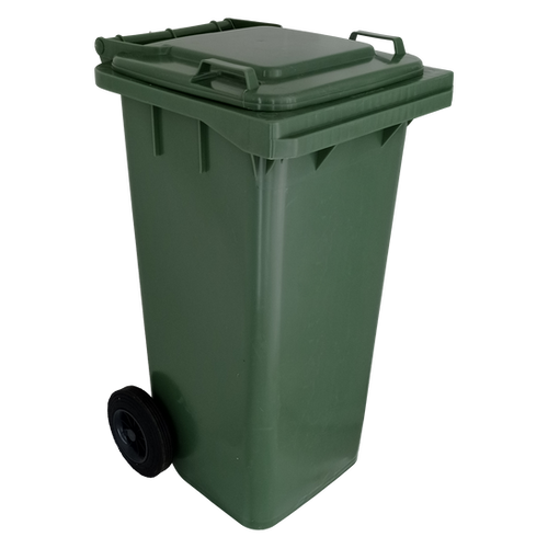 Bote Basura Plástico Grande Verde Ruedas Y Tapa 120 Litros | Comerzia