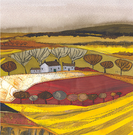 Red Field art card | helenhallows