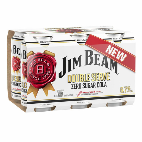 JIM BEAM WHITE DOUBLE SERVE ZERO SUGAR & COLA CANS | Bottle-O Bros