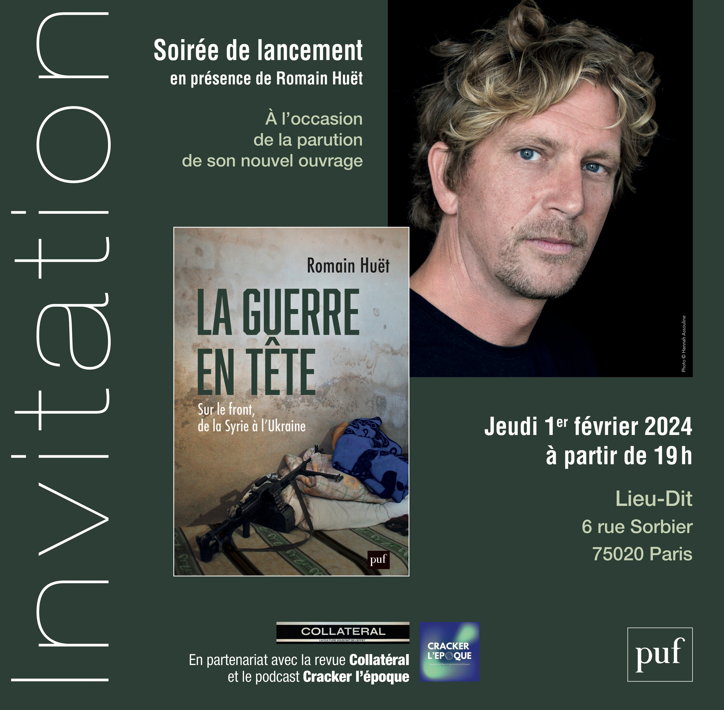 "La Guerre en tête" de Romain Huët : soirée de lancement