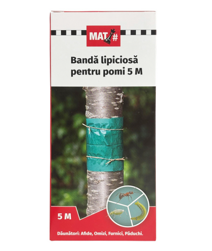 Banda lipicioasa pentru pomi MAT - 14 cm x 5 m, Afide, Furnici, Omizi ...