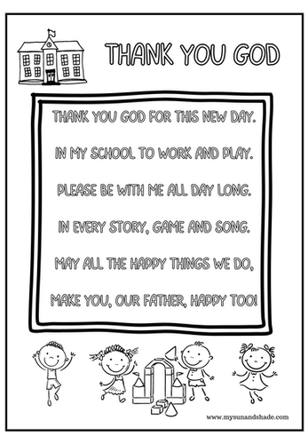 Thank You God Prayer: Fun Coloring Page for Elementary Kids