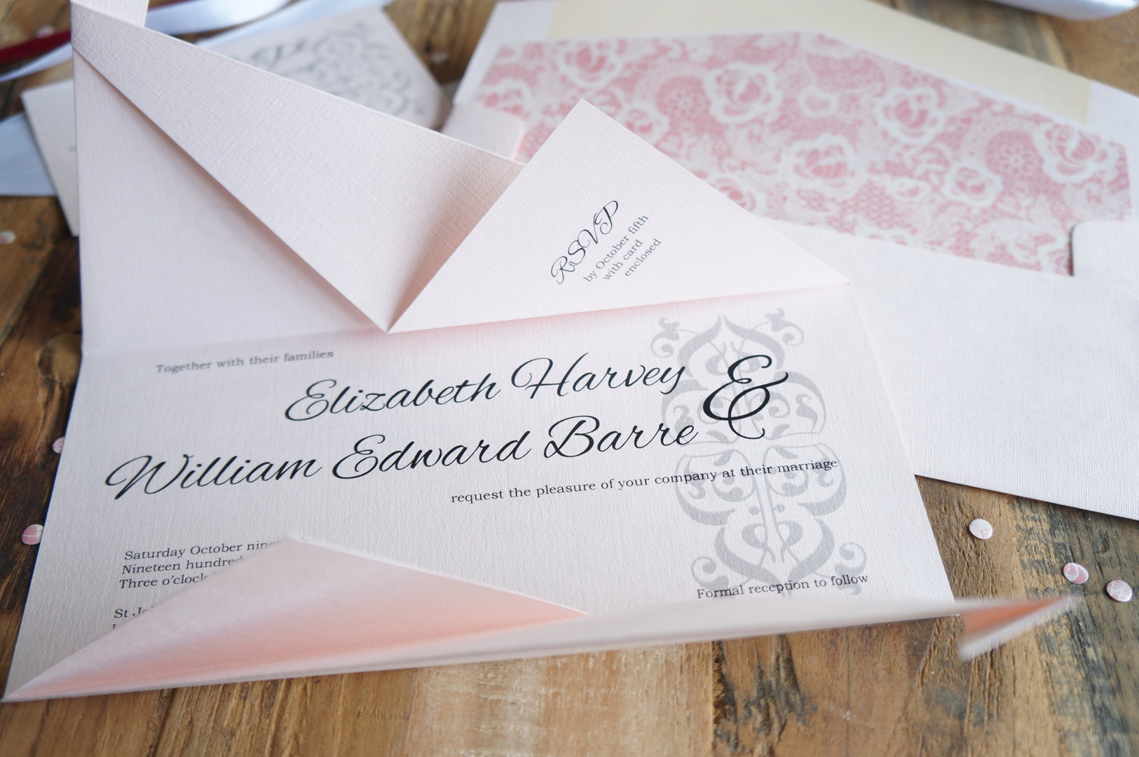 Unique origami-inspired wedding invitations