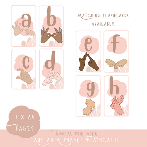 Natural Auslan Alphabet Digital download flashcards | Auslanity