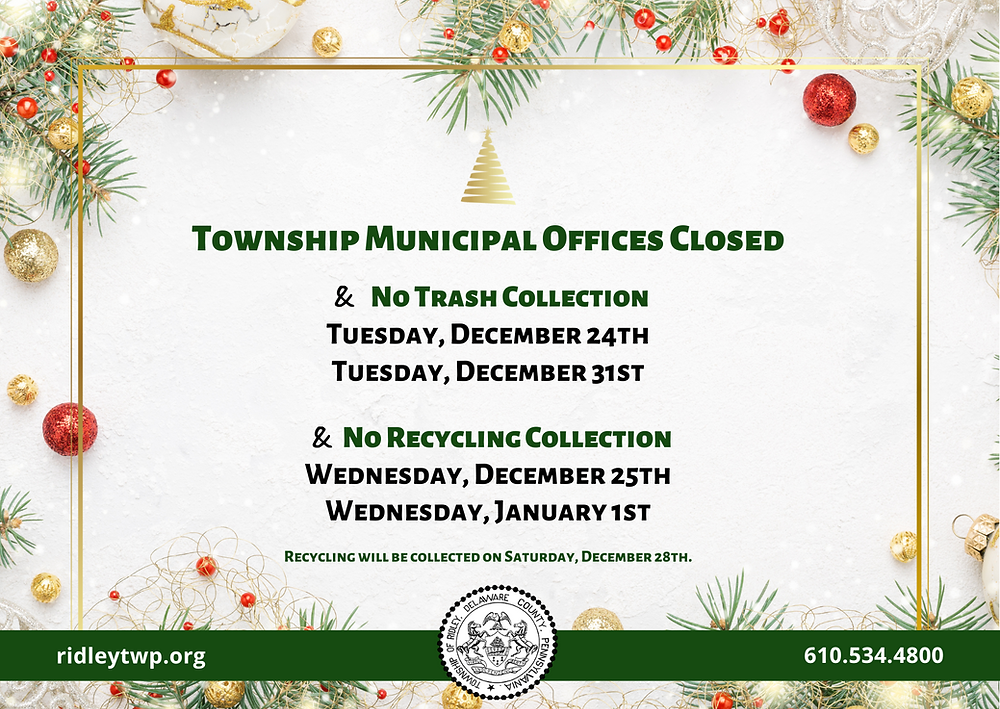 Holiday Trash and Recycling Schedule
