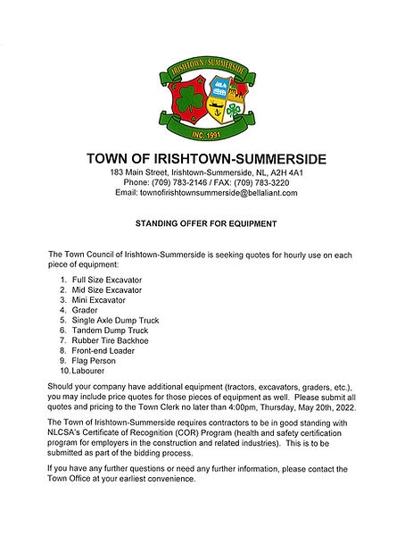 Tenders | Irishtown-Summerside