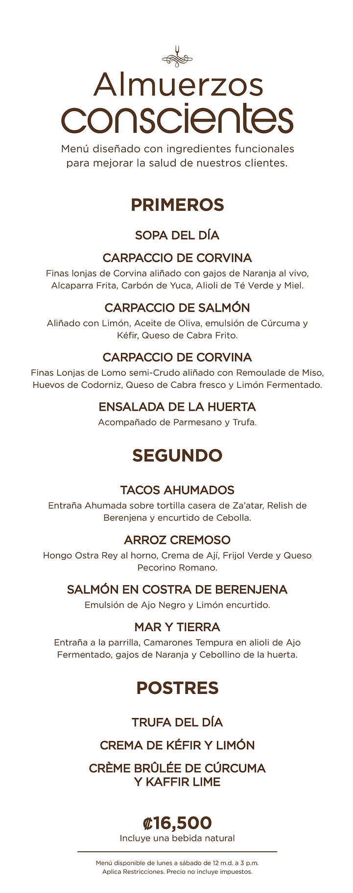 Menu Almuerzo | Furca