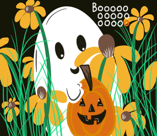"Booooooo" Ghost and Pumpkin Print-to-Order | Jeff Tadsen Art