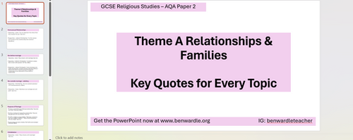 GCSE RS: Theme A Key Quotes | benwardle.org