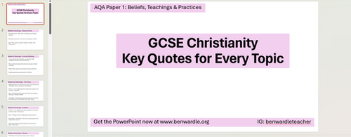 GCSE Christianity Key Quotes PowerPoint | benwardle.org