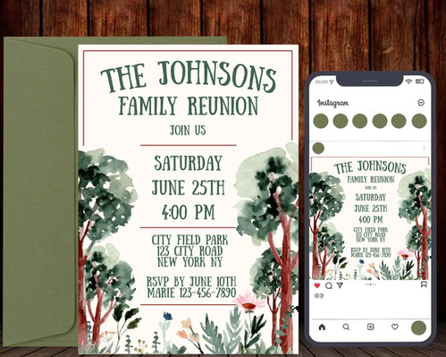 Family Reunion Party Invitation and Instagram Post | DCM DESIGNS INC