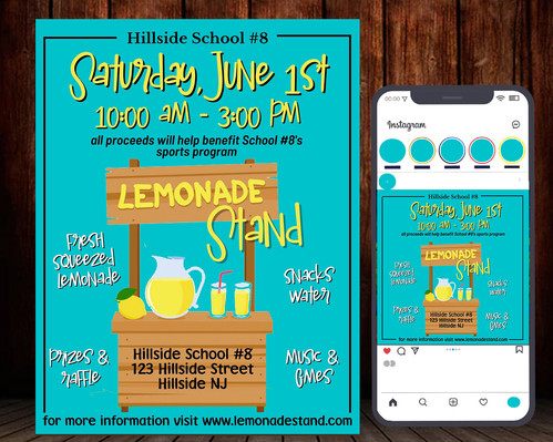 Lemonade Stand Flyer and Instagram Post | DCM DESIGNS INC