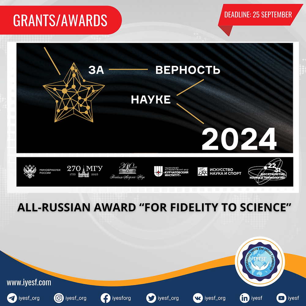 Applications are Open for the All-Russian Award “For Fidelity to Science”