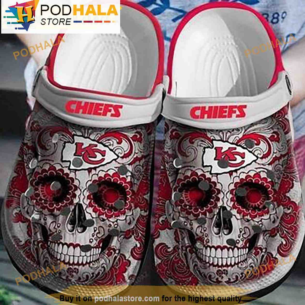 Kc Chiefs Crocs NFL Sugar Skull 3D Clog Shoes, Funny Crocs