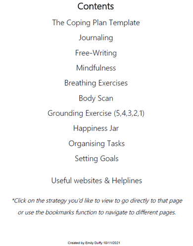 Template for Coping Plan | Emily Duffy Therapy