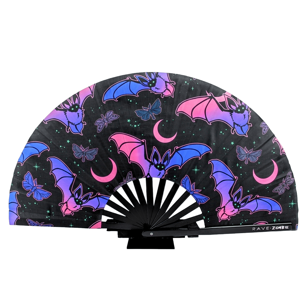 Moonlight Bats UV-Reactive Hand Fan | RaveZombie