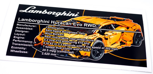 Lego Technic UCS Sticker for Lamborghini Huracàn Evo RWD (MOC-44637 ...