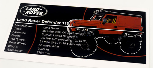 Lego Technic MOC Sticker for Land Rover Defender (red) | U C Stickers