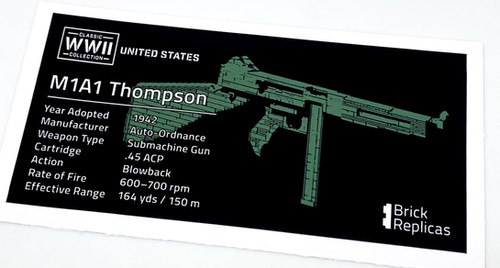 Lego Display Sticker for Brick Replicas M1A1 Thompson Submachine Gun ...