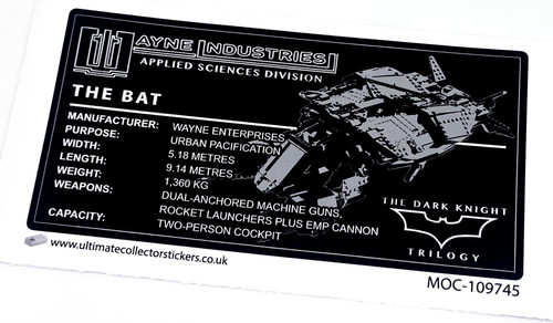 Lego Batman UCS Sticker for The Bat (MOC-109745) | U C Stickers
