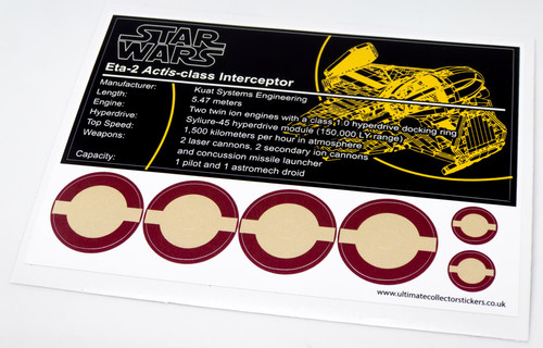 Lego Star Wars UCS Sticker Sheet for Eta-2 Actis-class Interceptor (MOC ...