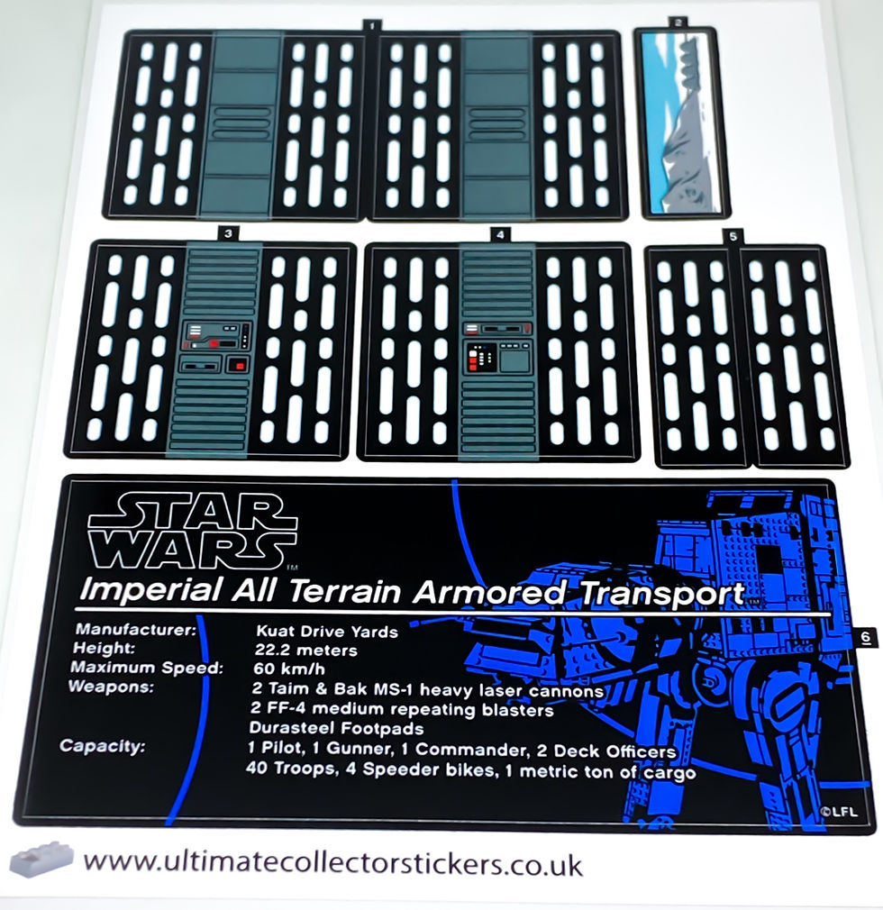 Lego Star Wars UCS / MOC Sticker Sheet for AT-AT 75313 | U C Stickers