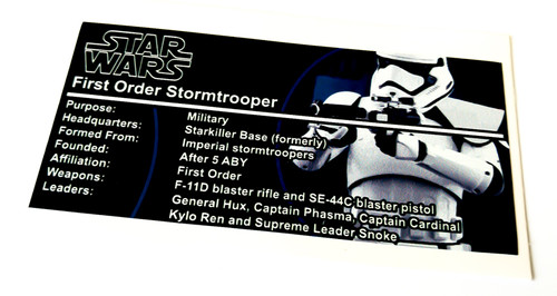 Lego Star Wars Buildable Figure Sticker for First Order Stormtrooper ...