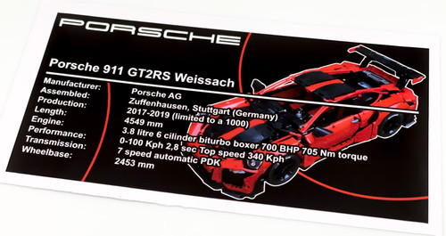 Lego Technic UCS Sticker for 911 GT2 RS (MOC-59398) | U C Stickers