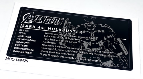 Lego Display Sticker for Iron Man Mark 44 Hulkbuster (MOC-149429) | U C ...