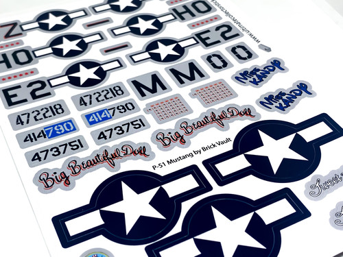 Lego Sticker Sheet for P-51 Mustang (Brick Vault) | U C Stickers