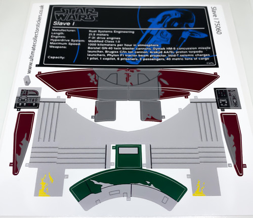Lego Star Wars UCS Sticker Sheet for Slave I 75060 | U C Stickers
