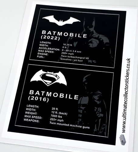 Lego Batman UCS Sticker for Batmobile 2016 and 2022 (42127) | U C Stickers