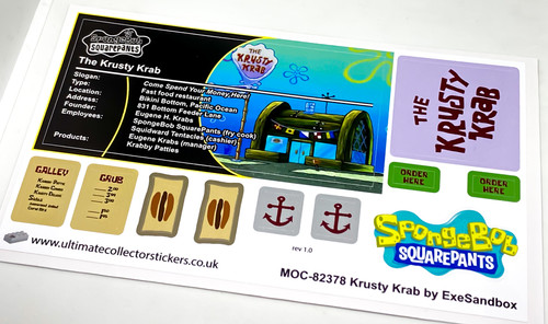 Lego Sticker Set for Krusty Krab by ExeSandbox (MOC-82378) | U C Stickers