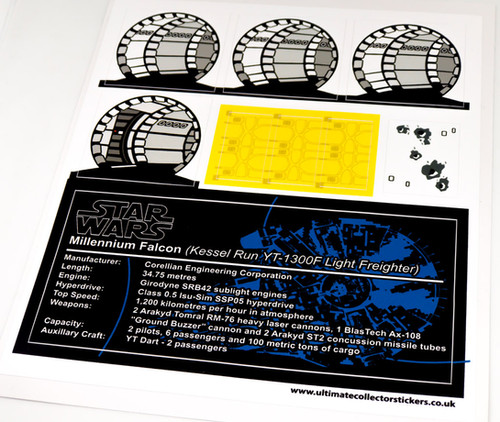 Lego Star Wars UCS / MOC Sticker Sheet for Kessel Run Millennium Falcon ...