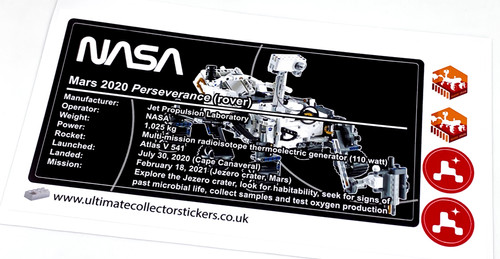 Lego Sticker Sheet for NASA Mars Rover Perseverance 42158 | U C Stickers