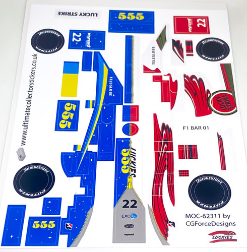 Sticker Sheet for F1 BAR 01 (MOC-62311) | U C Stickers