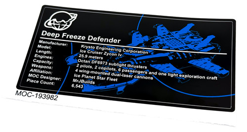 Lego UCS / MOC Sticker for Deep Freeze Defender (MOC-193982) | U C Stickers
