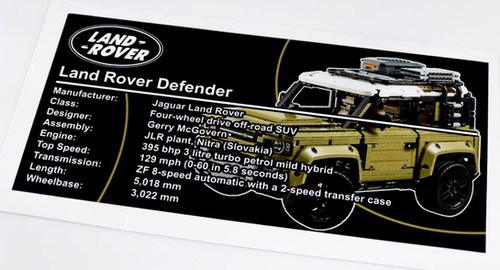 Lego Technic UCS / MOC Sticker for Land Rover Defender 42110 | U C Stickers