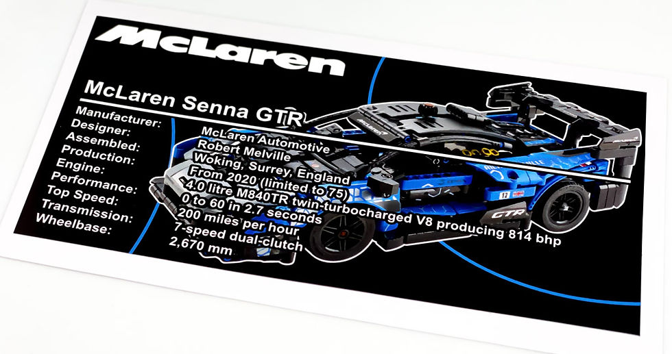 Lego Technic UCS / MOC Sticker for McLaren Senna GTR 42123 | U C Stickers