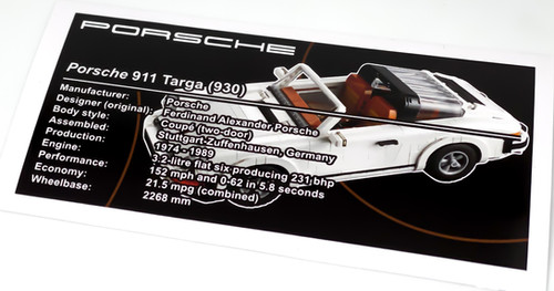 Lego Creator UCS Sticker for Porsche 911 Targa 10295 | U C Stickers