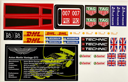 Lego Technic MOC Sticker for Aston Martin Vantage GT3 (Sheet 1) | U C ...